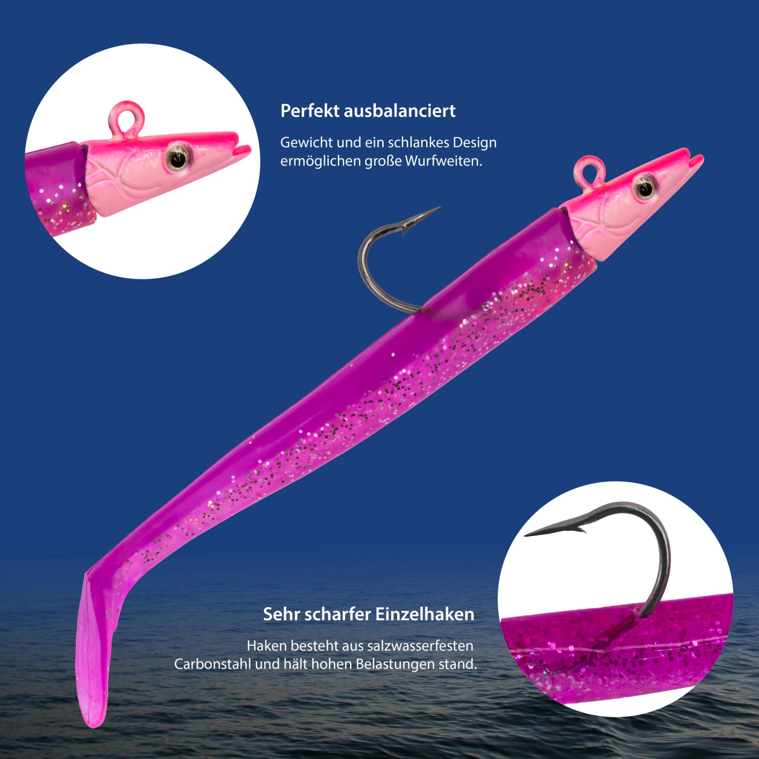 Team Deep Sea Sandeel Shad Set - Gummifisch "light" - 5 Stück + Box