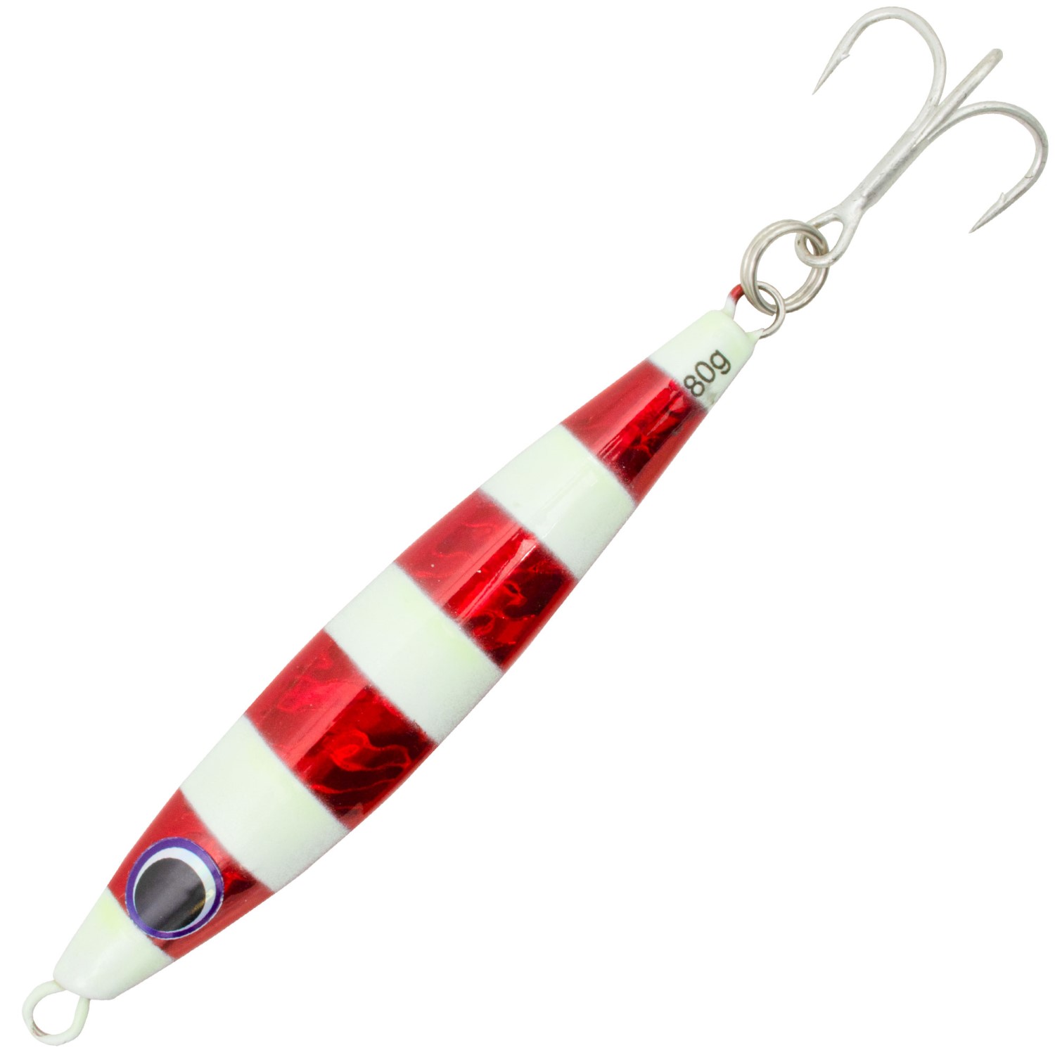 Team Deep Sea Super Glow High Tech Pilker 80g - Rot Stripes/Glow - 1 Stück