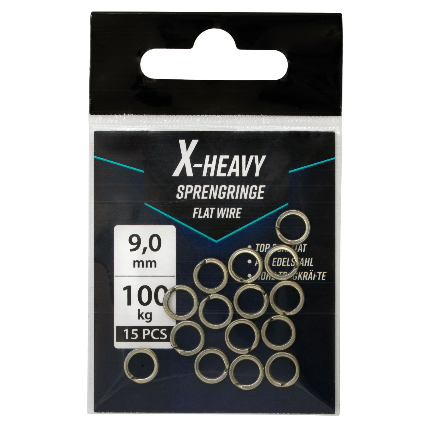 X-Heavy Sprengring Edelstahl Spaltring Flach - 9mm - 100kg - 15Stück
