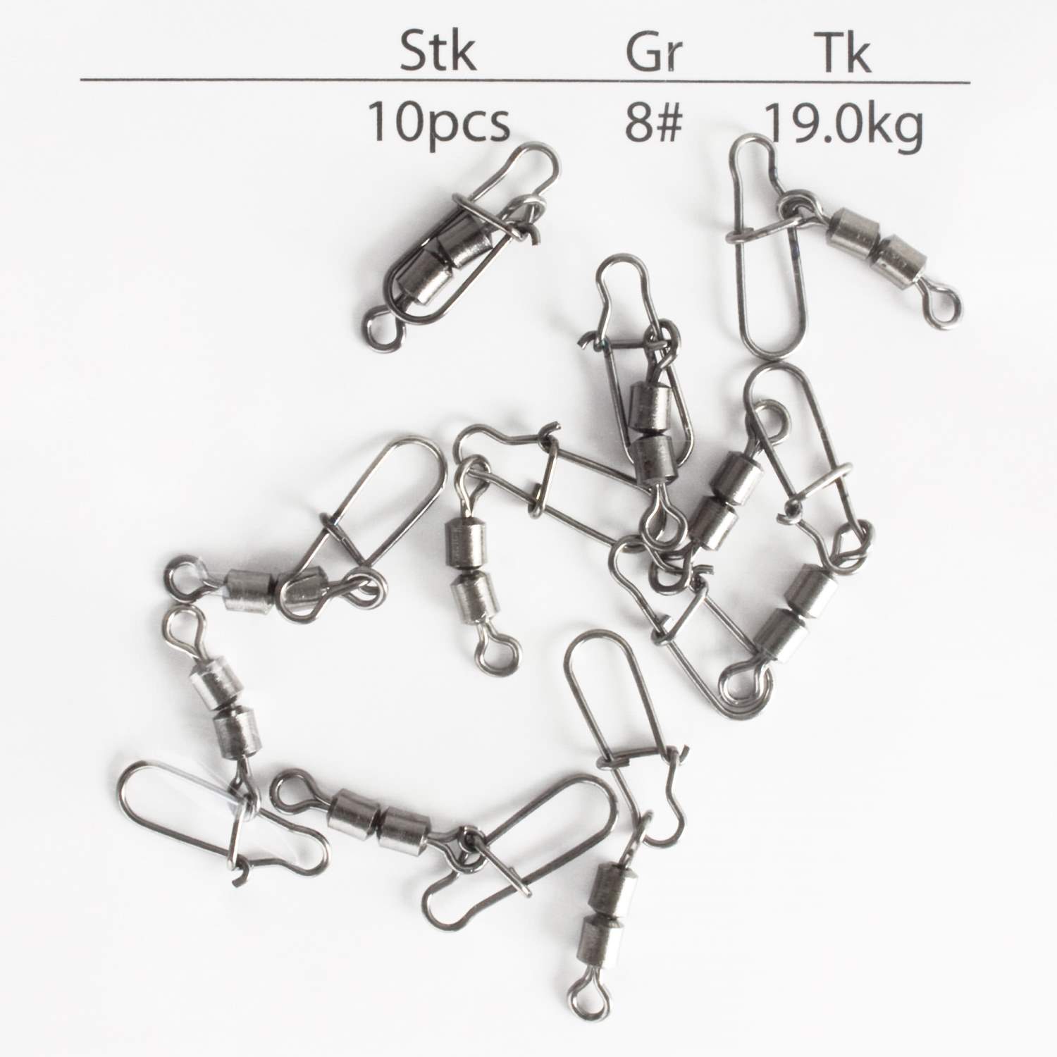 Angel Domäne Doppel Spinner Wirbel mit Snap Gr.8 - TK19kg - 10Stück