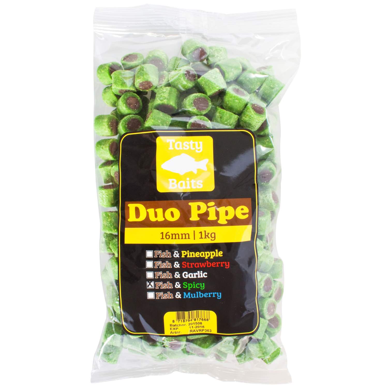 Tasty Baits Duo Pipe Pellets 16mm 1kg Spicy/Fish