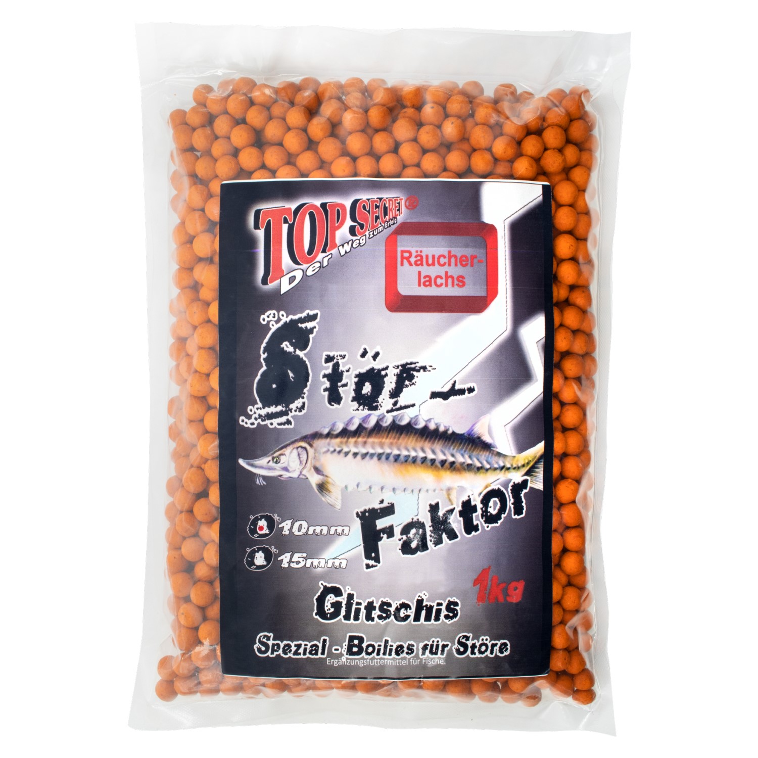 Top Secret Stör Faktor Boilies 10mm Räucherlachs 1Kg Stör Boilie