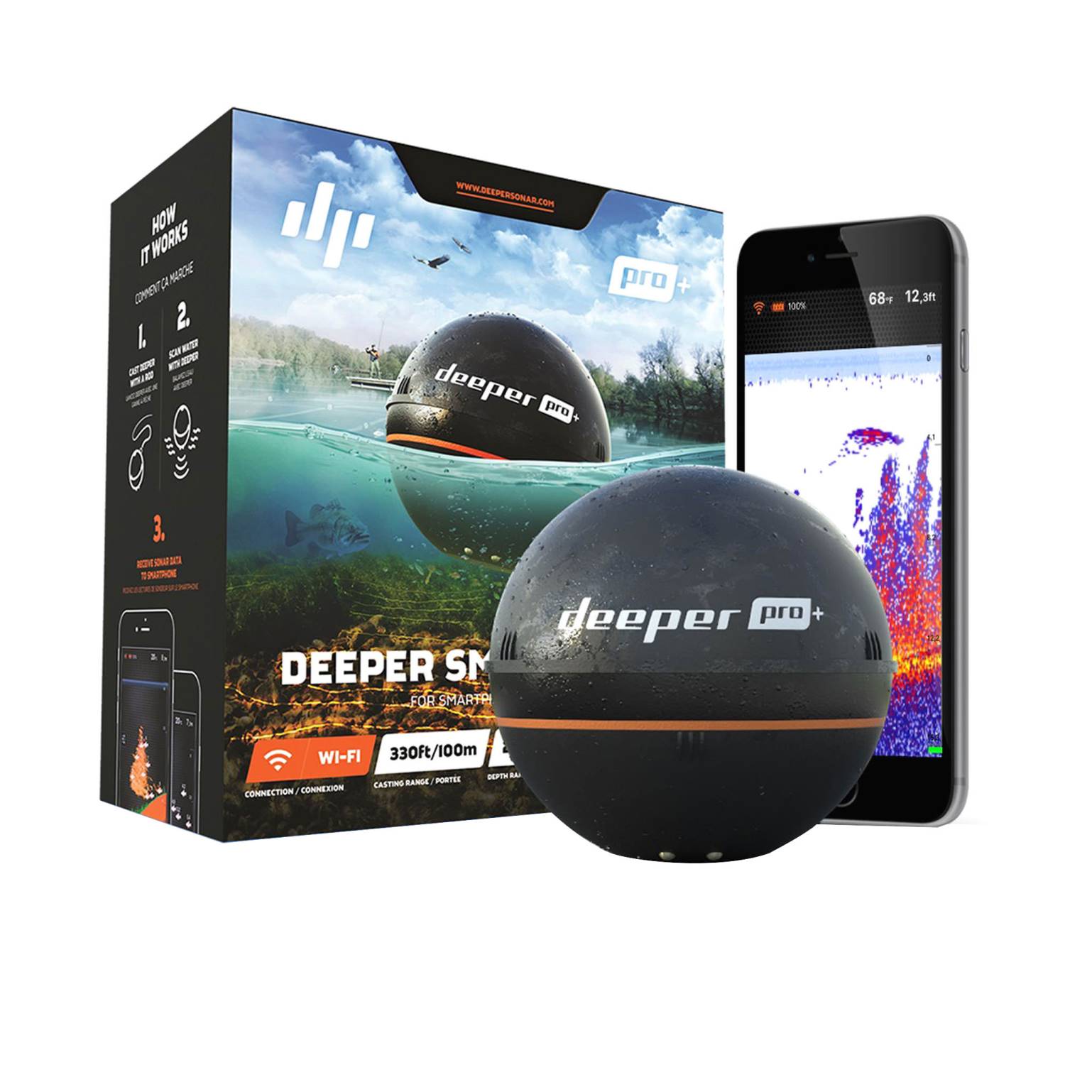Deeper Smart Sonar Pro+ Smartphone Echolot mit Wifi und GPS