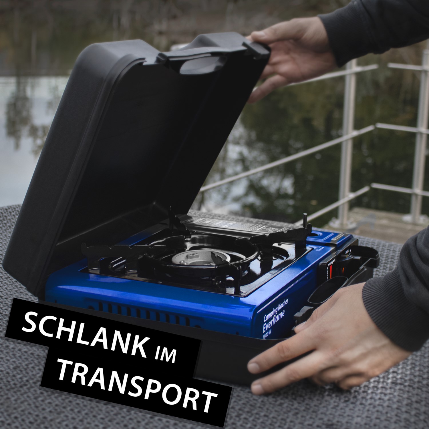 Gaskocher Camping Kocher Everflame 2.3KW inkl. 8 Gaskartuschen und ...
