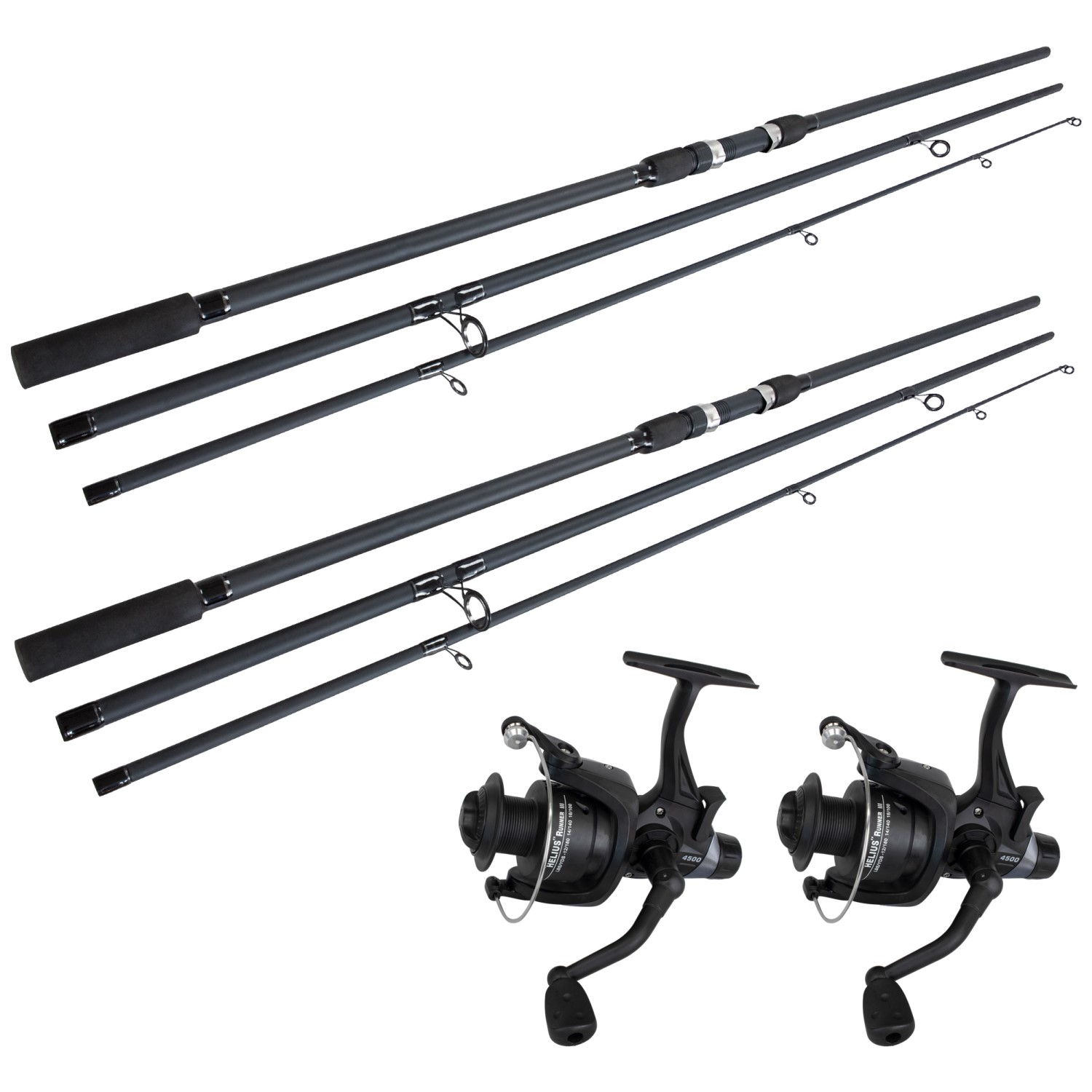 2 x Helius Runner III + 2 x Karpfenrute Black Phantow II - Karpfenset